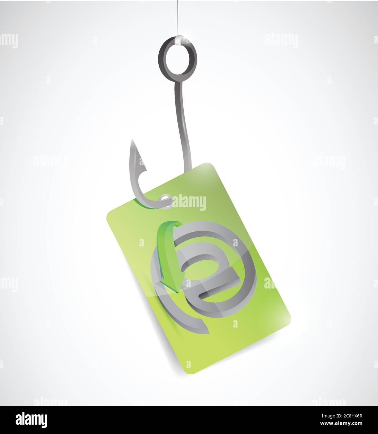 At internet sign tag and fishing hook illustration design over a white ...