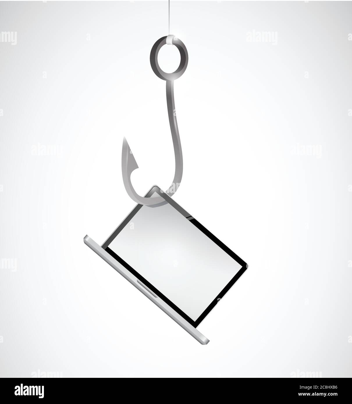 Hook and laptop illustration design over a white background Stock ...