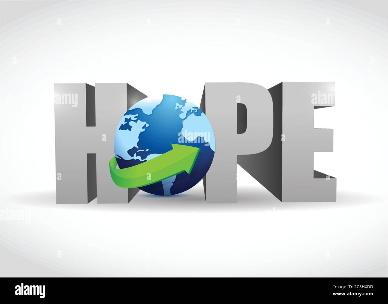 Hope 3d text and globe illustration design over white Stock Vector ...