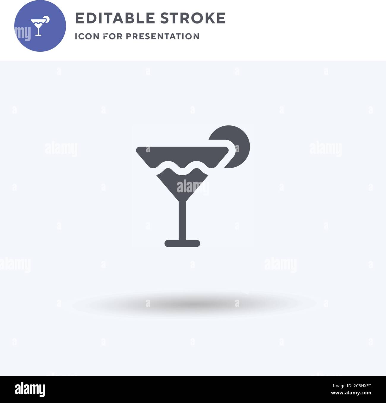 Cocktail icon vector, filled flat sign, solid pictogram isolated on ...