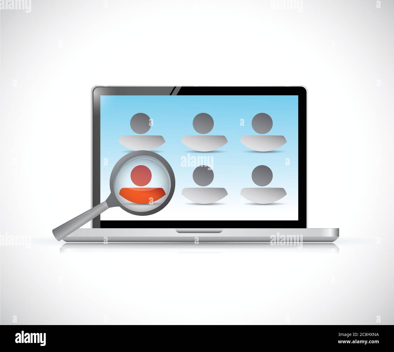 Searching for the right candidate on a computer. illustration design ...