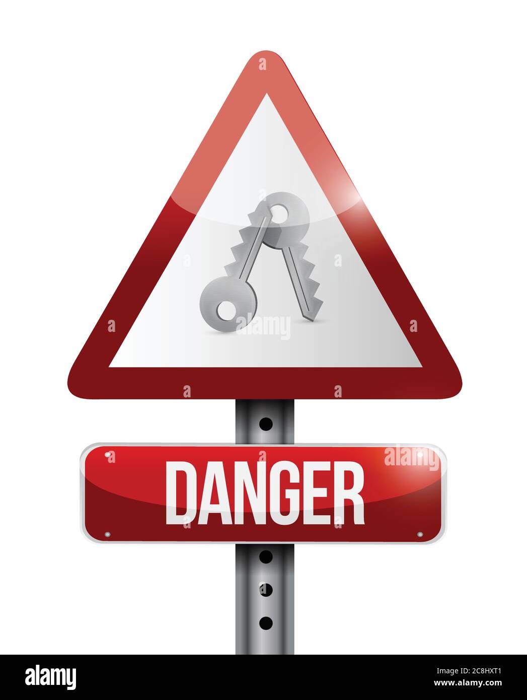 Keys danger warning sign illustration design over a white background ...