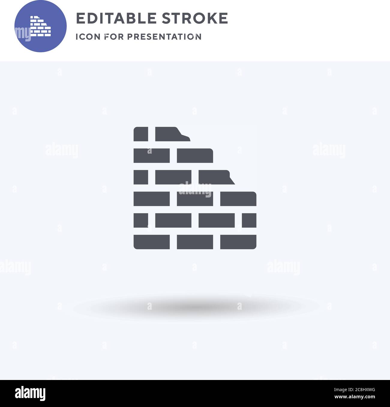 Bricks icon vector, filled flat sign, solid pictogram isolated on white ...