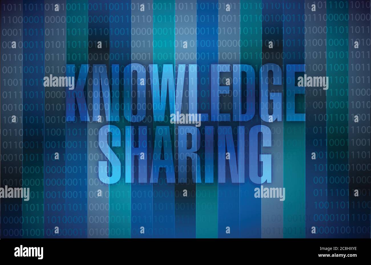 Knowledge sharing message over a binary background illustration Stock ...