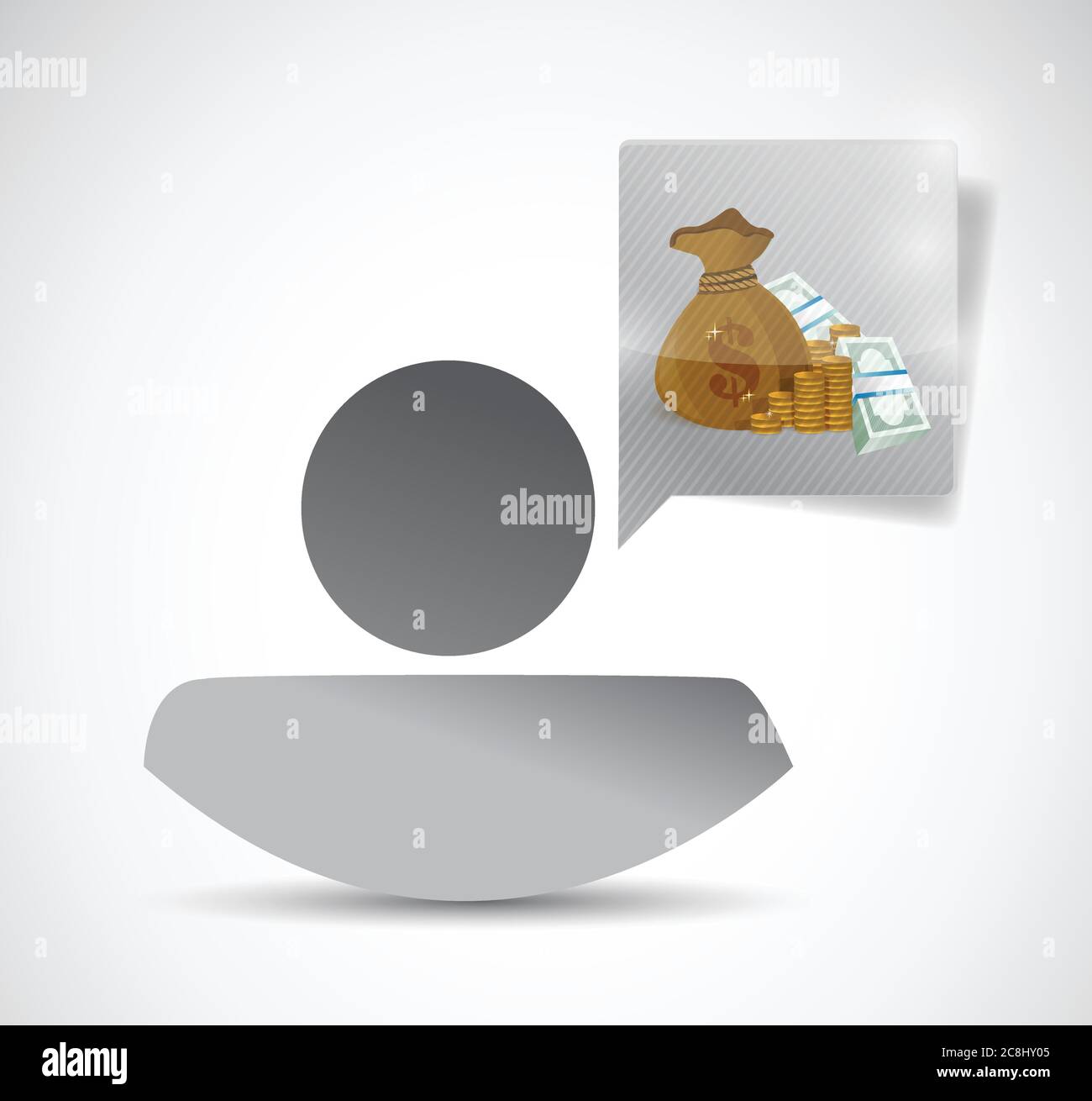 Avatar and money bag illustration design over a white background Stock ...
