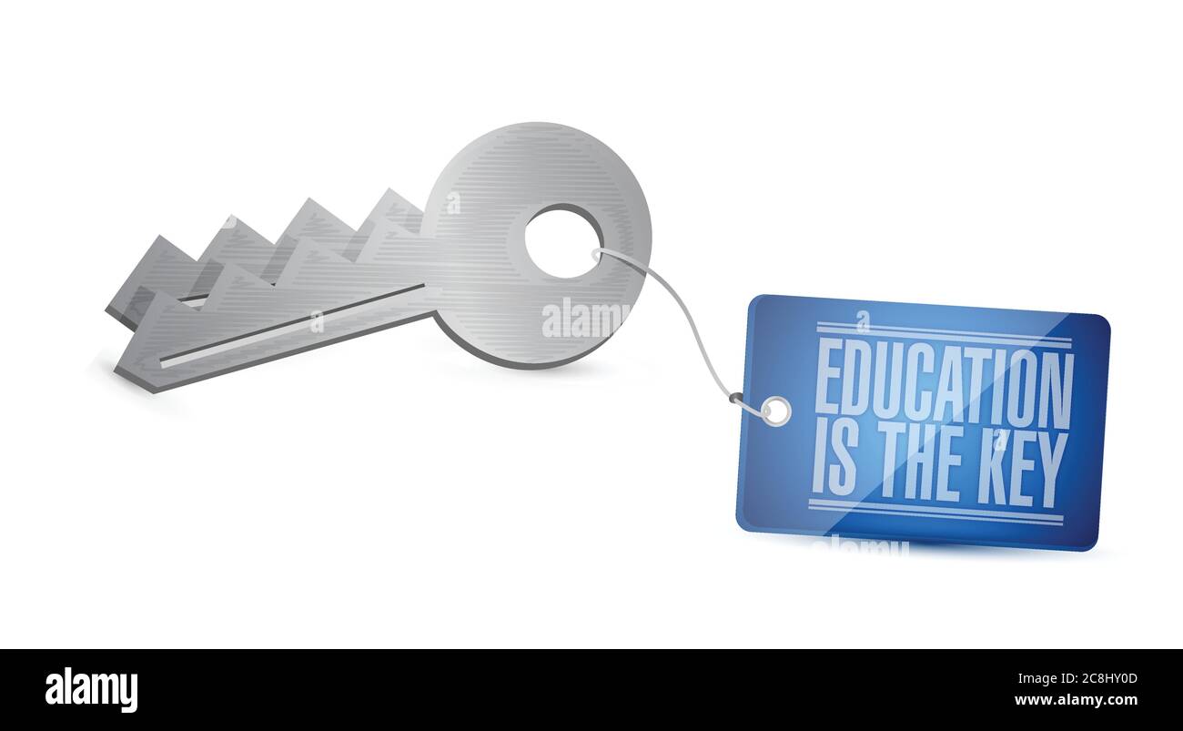 Education is the key concept illustration design over a white ...