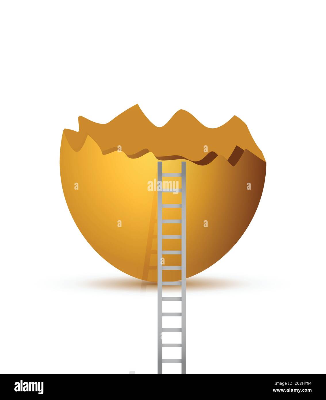Broken egg and ladder. illustration design over a white background ...