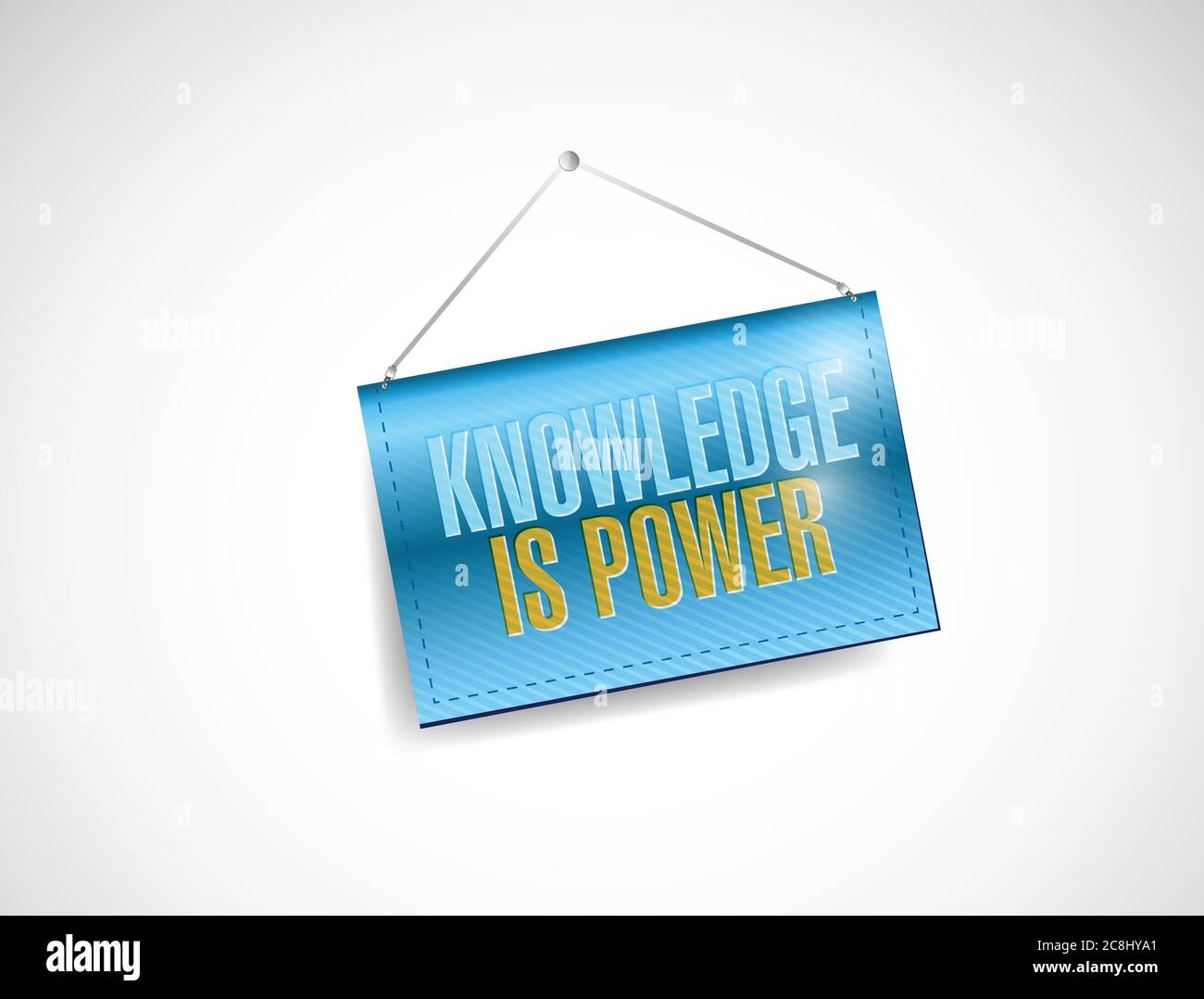 Knowledge is power hanging banner illustration design over a white ...