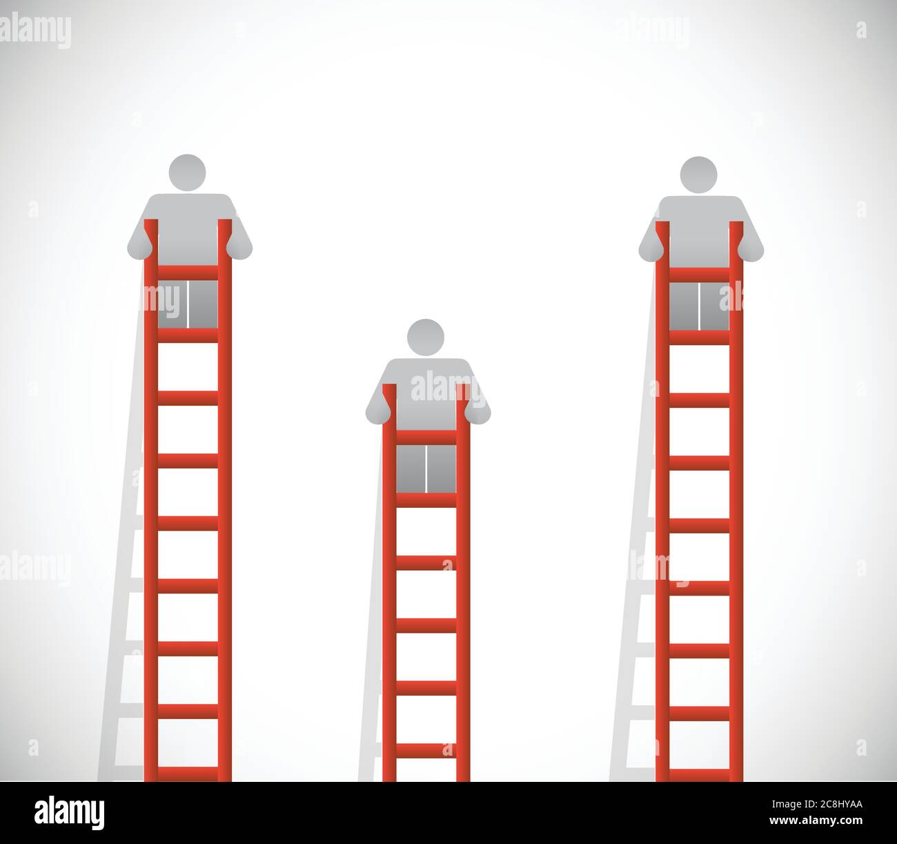 Ladders and people going up. illustration design over a white ...