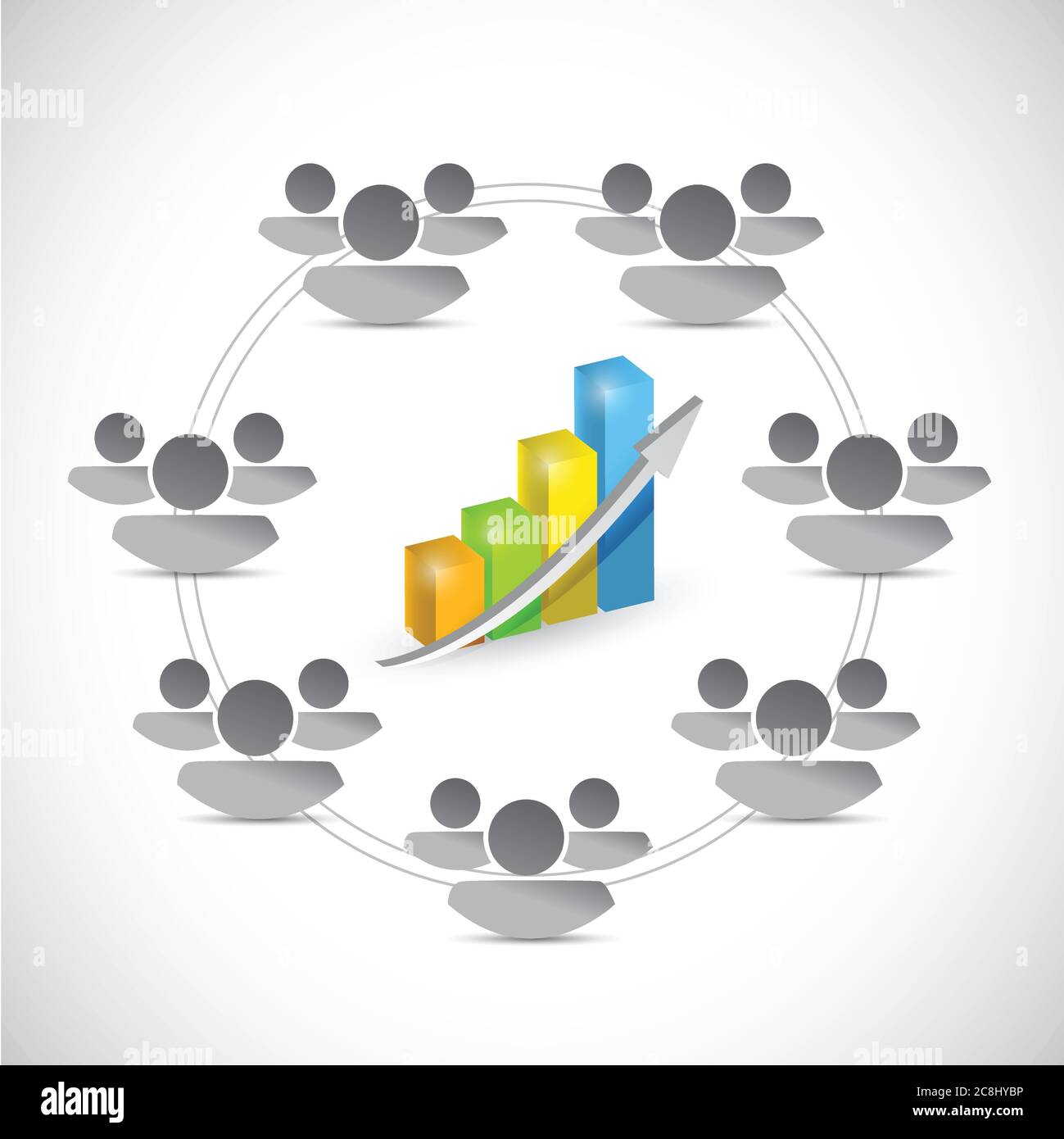 People around a successful graph. illustration design over a white ...