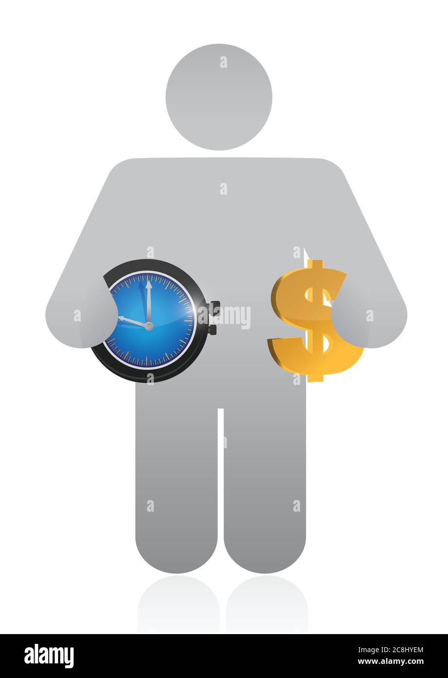 Avatar. time equals money concept illustration design over a white ...