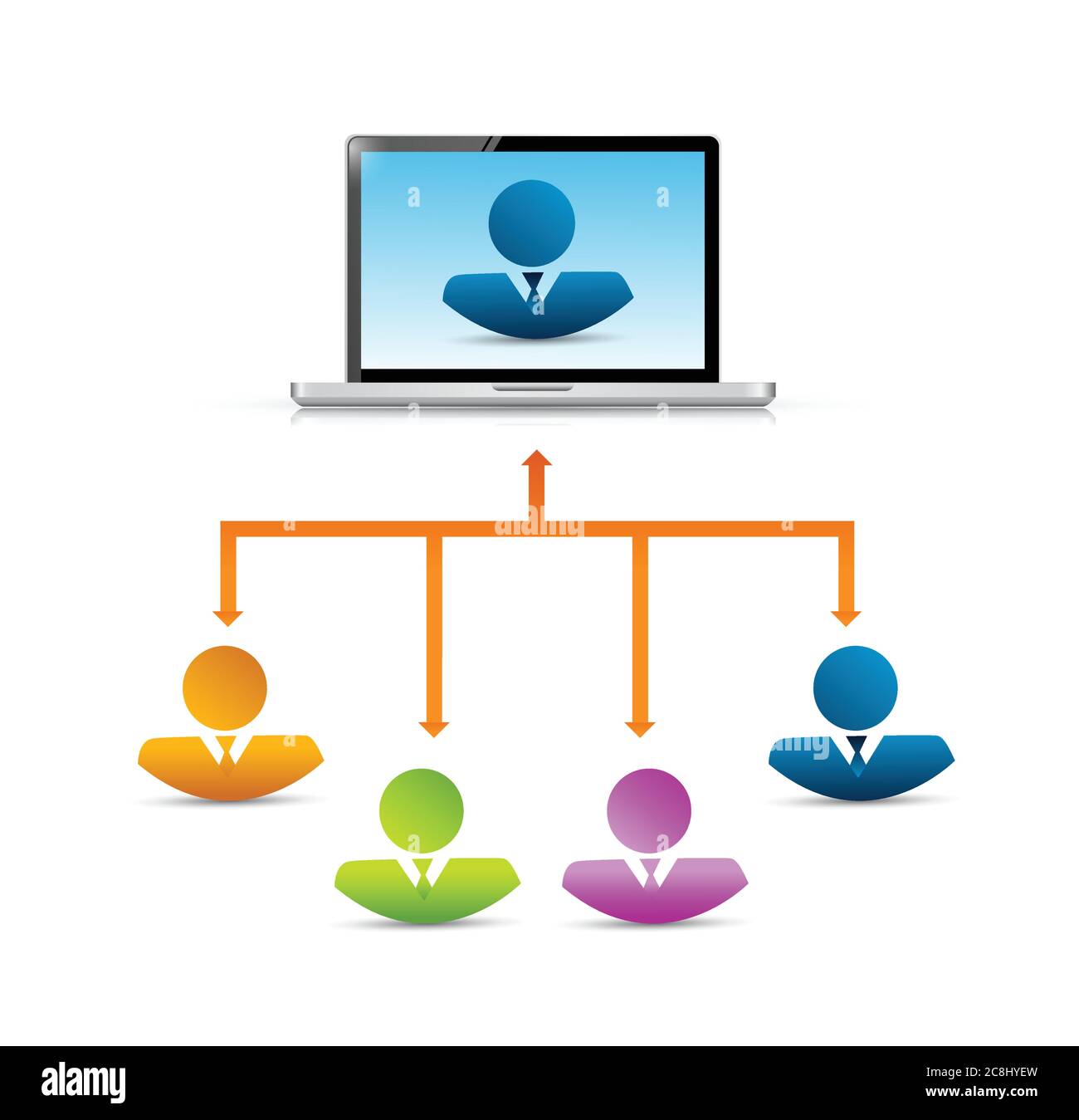 Computer connection network illustration design over a white background ...