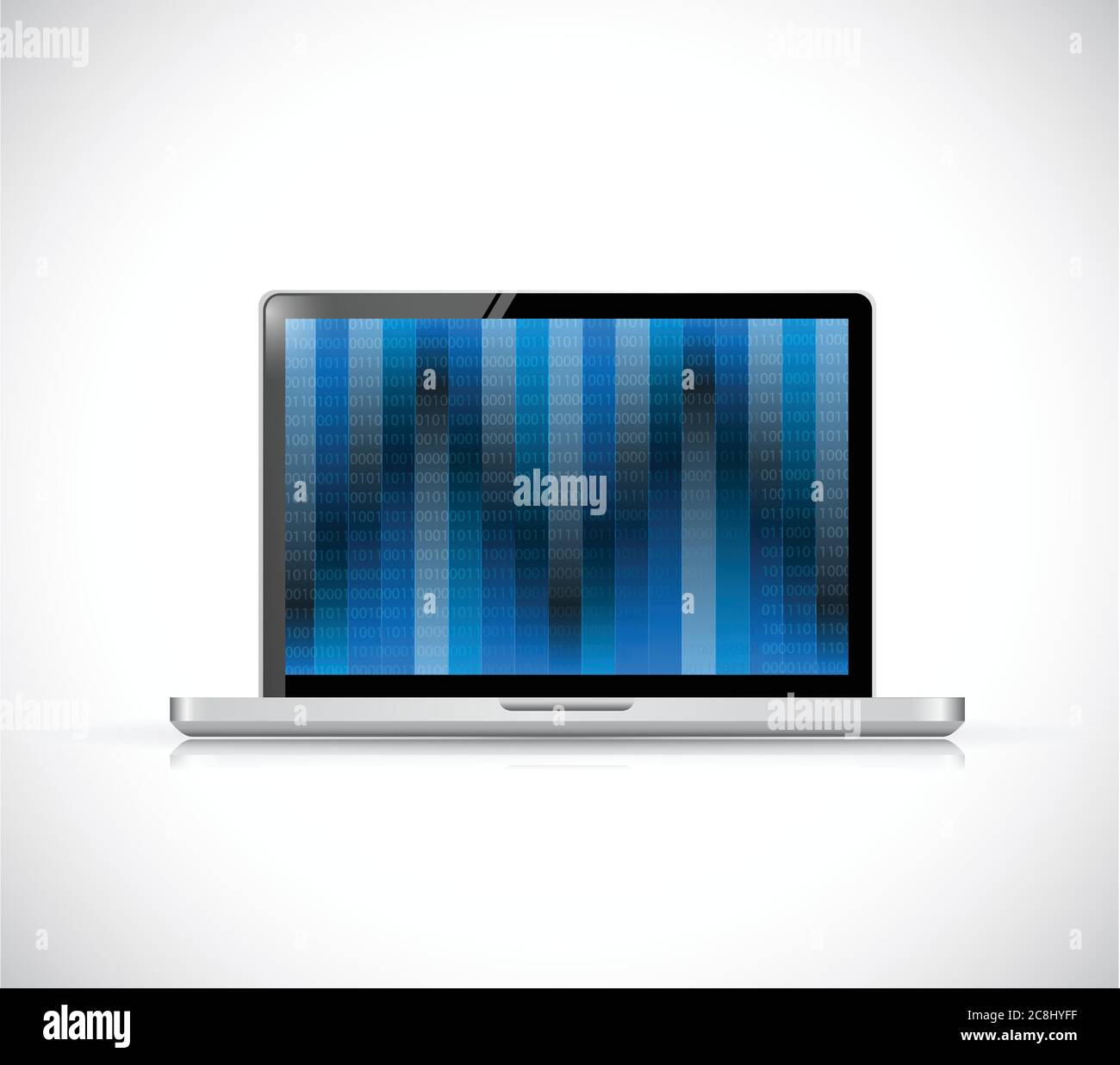 Binary screen on a laptop illustration design over a white background ...