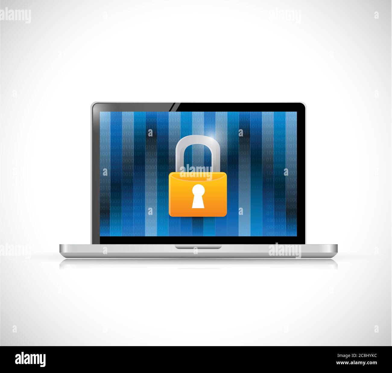 Laptop binary and security lock illustration design over a white background Stock Vector Image ...