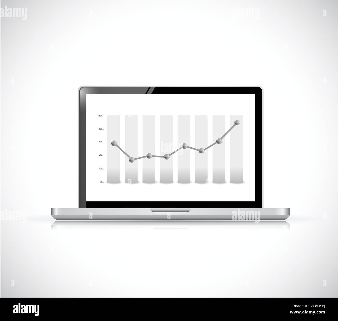 Laptop dot bar graph illustration design over a white background Stock ...