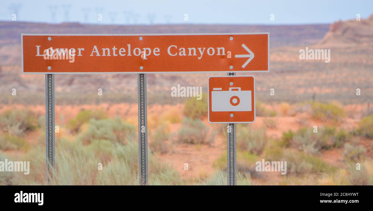 Lower antelope canyon sign hi-res stock photography and images - Alamy