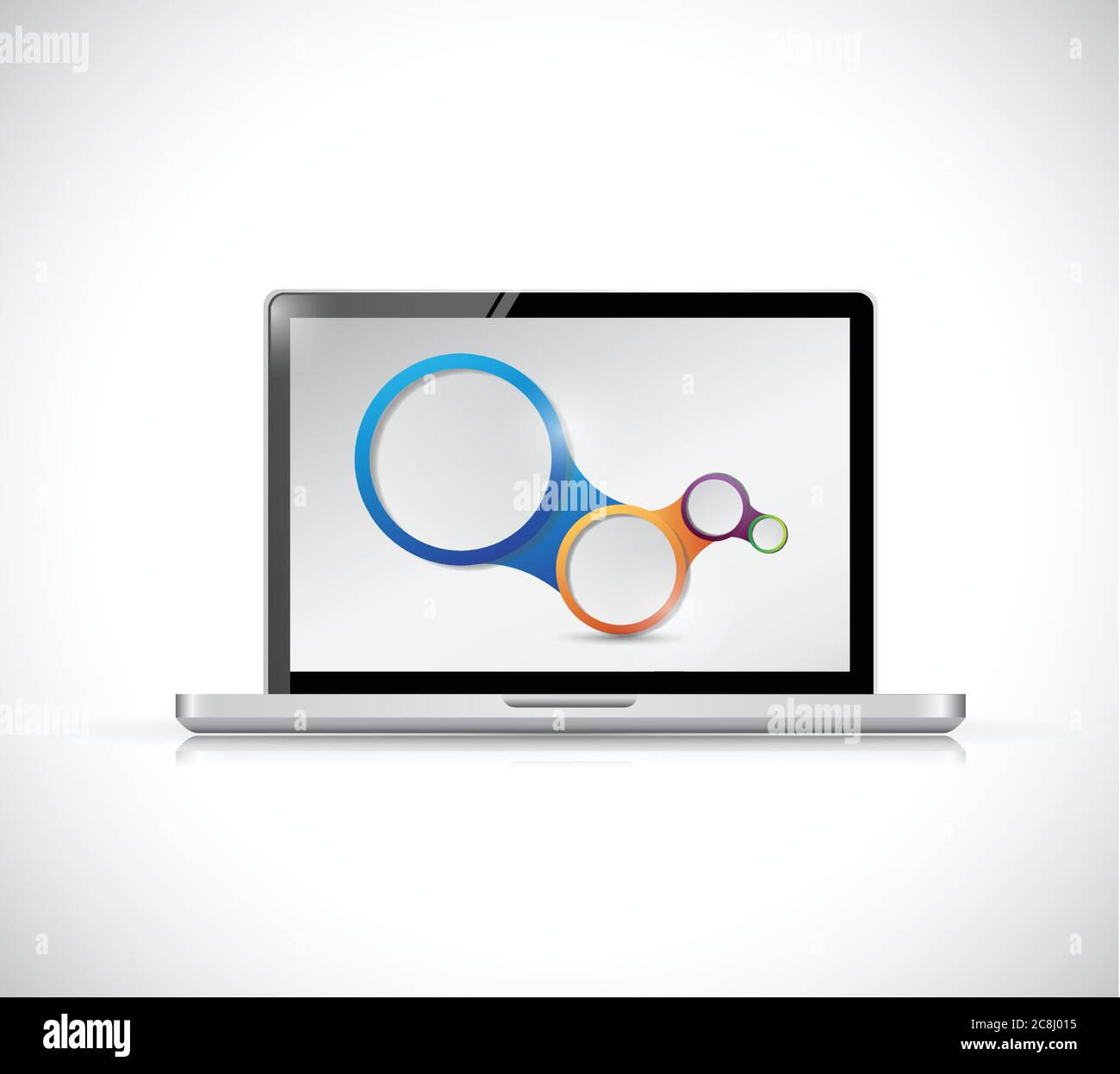 Laptop and circles link diagram over a white background Stock Vector ...