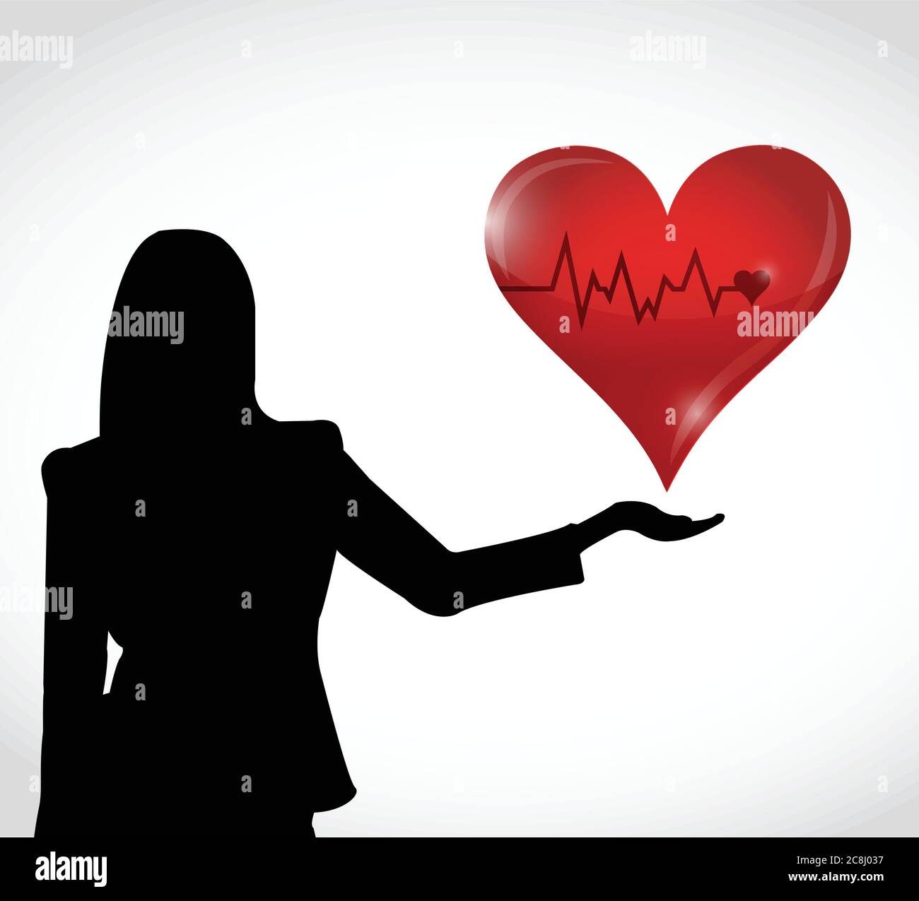 Female and red lifeline heart illustration design over a white ...