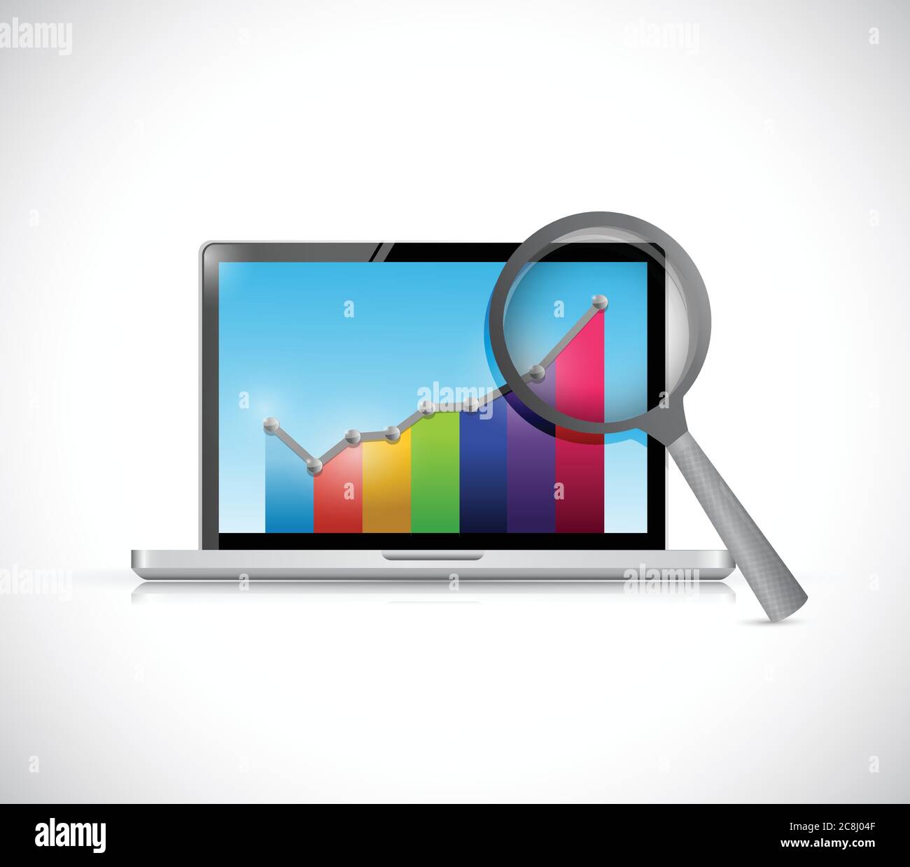 Businessman laptop graph office desk Stock Vector Images - Alamy