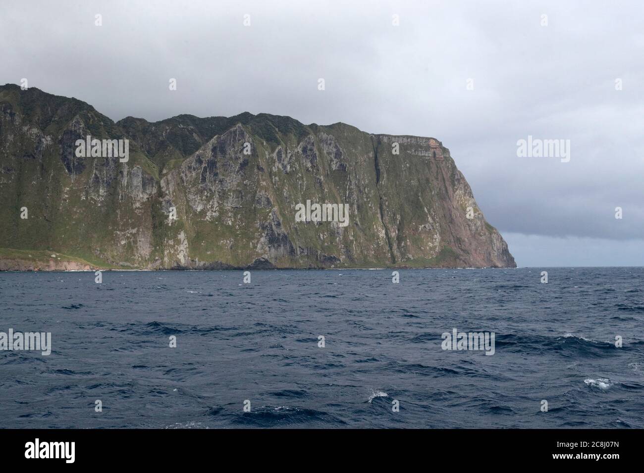 Steep cliff faces, Inaccessible Island, Tristan Da Cunha Group, British ...