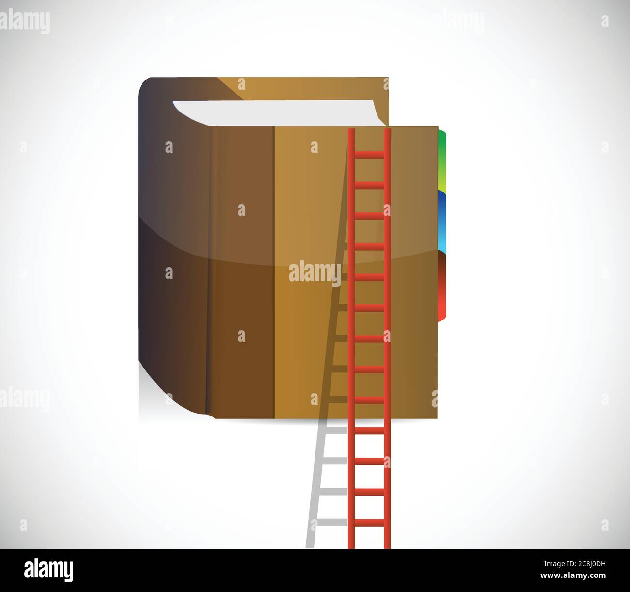 Ladder and book climbing concept. illustration design over a white ...