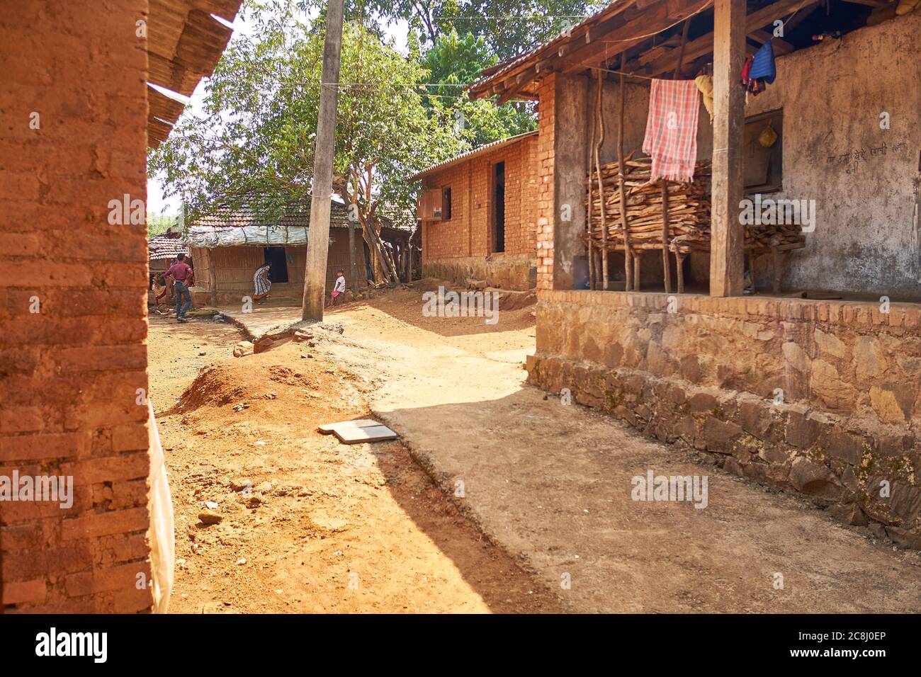 Wood stored in a traditional house in a rural hamlet in rural ...