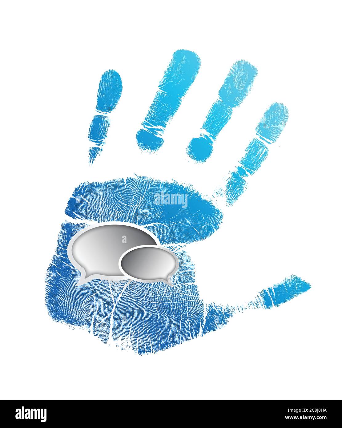 Handprint and message bubbles illustration design over white Stock ...