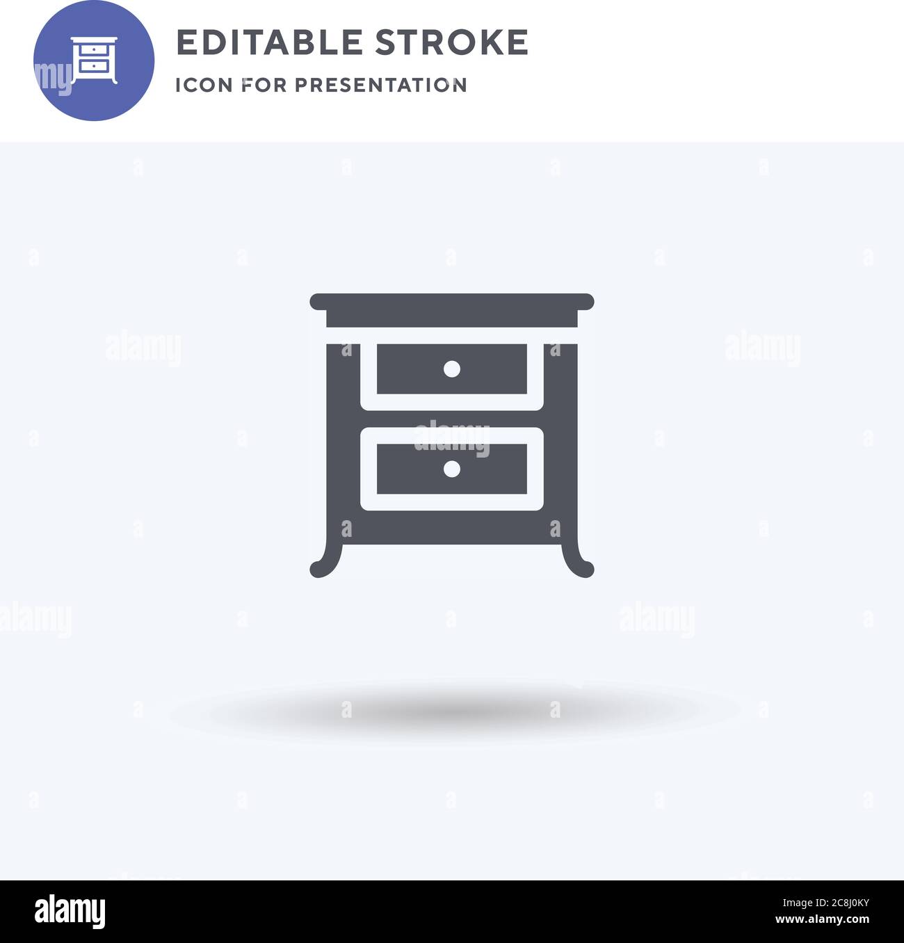 Chest Of Drawers icon vector, filled flat sign, solid pictogram isolated on white, logo ...