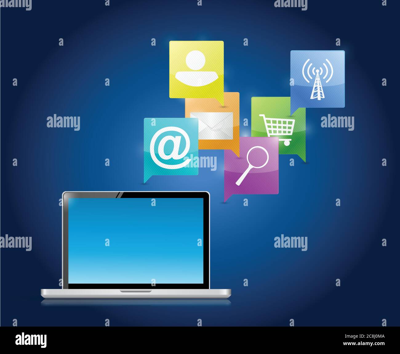 Laptop internet network communication concept illustration design over ...