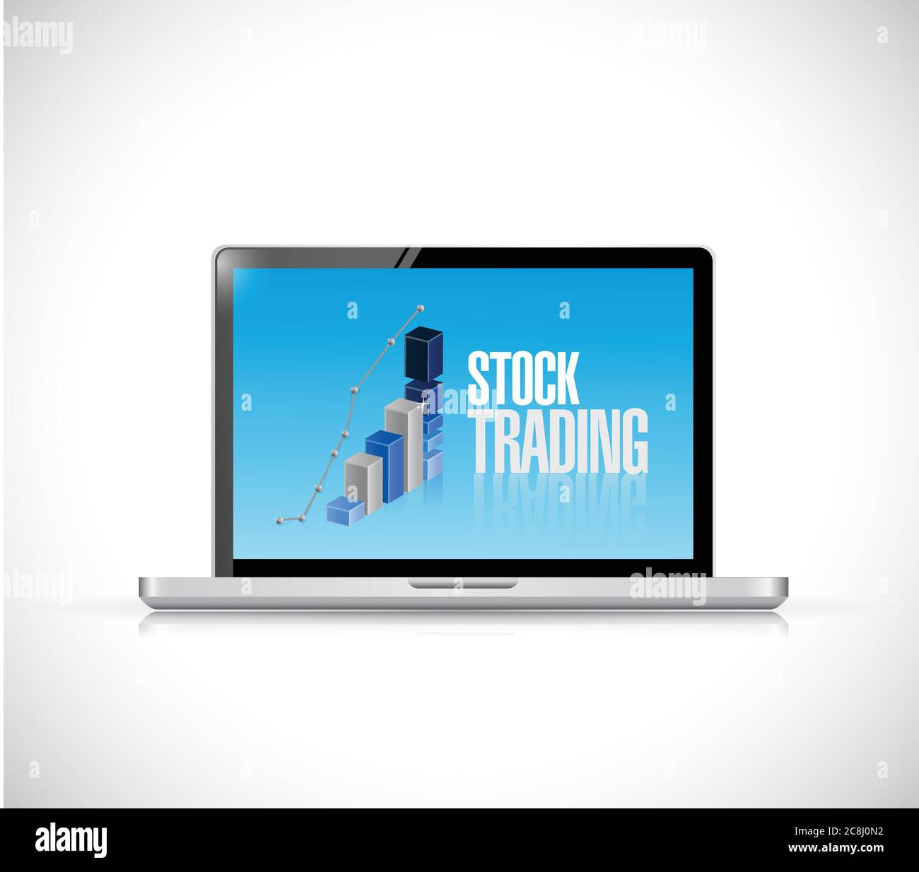 Stock trading business graph laptop illustration design over a white ...