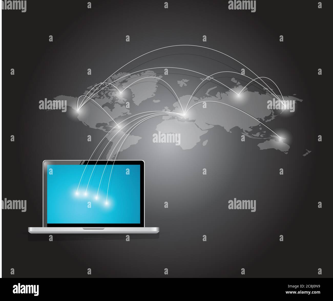 Computer international technology connection illustration design over a ...