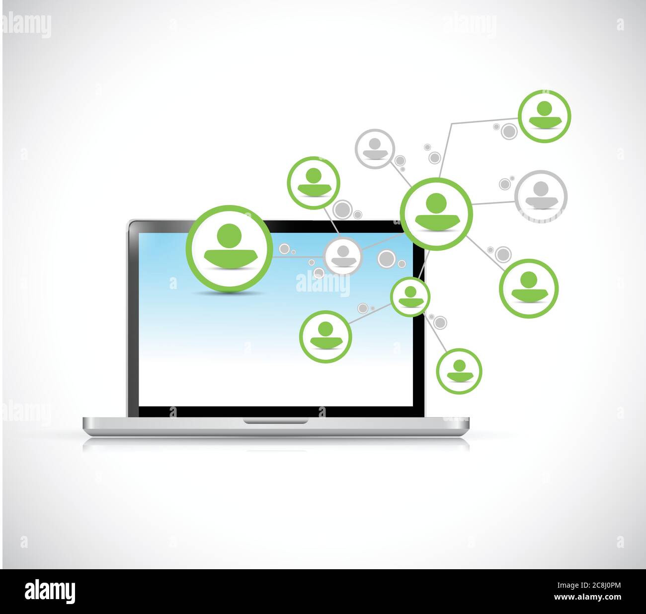 Laptop network avatar communication illustration design over a white ...