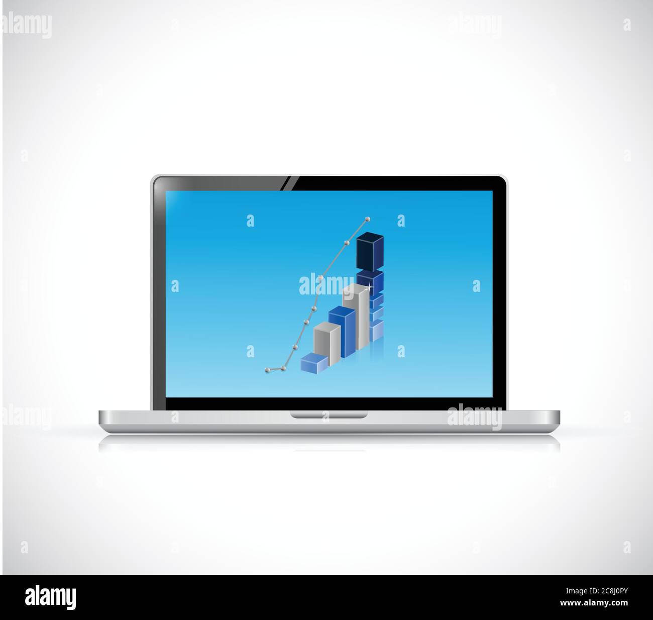 Computer and business graph illustration design over a white background ...