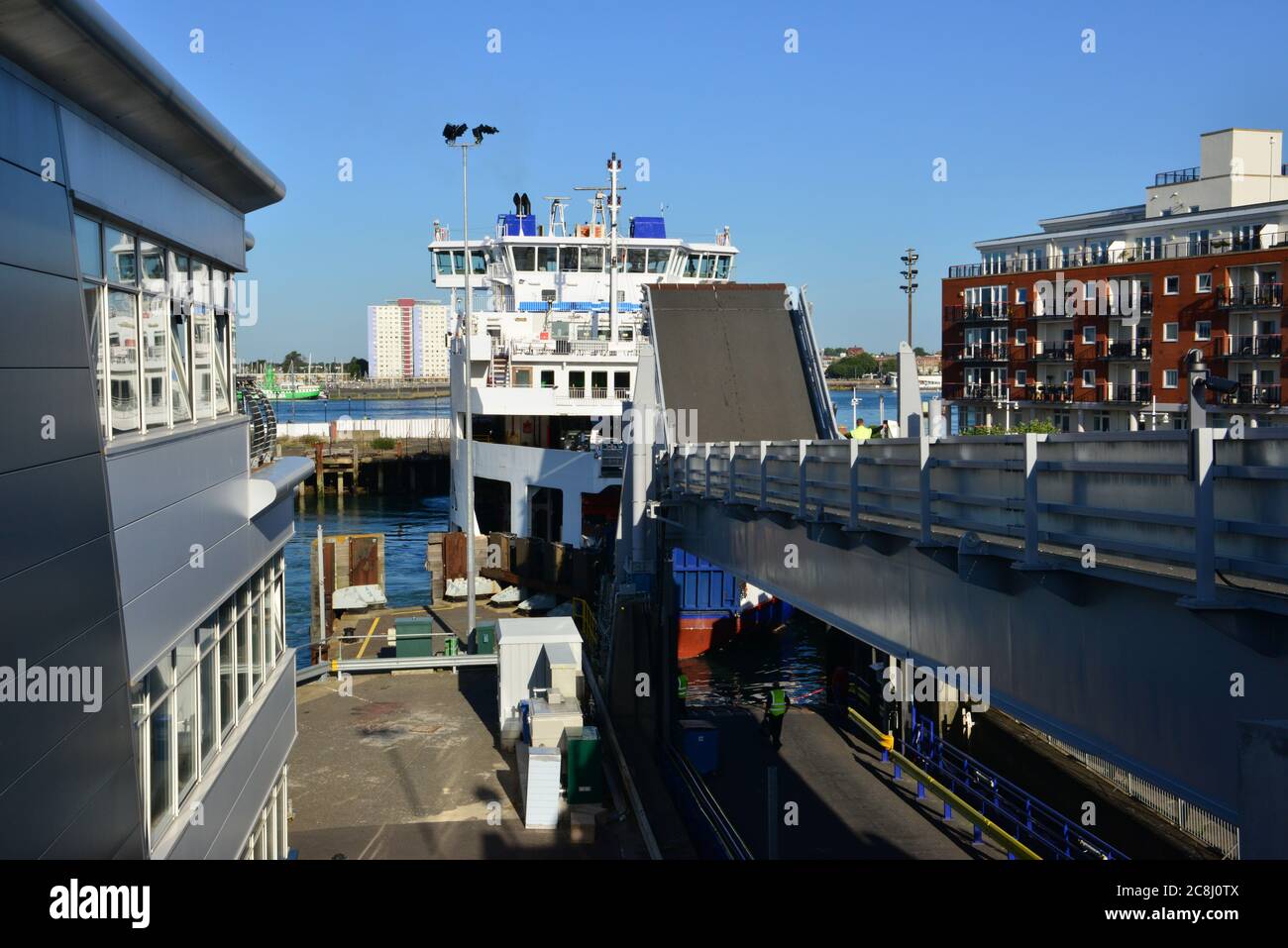 Car ferry docking at Portsmouth Harbour Stock Photo - Alamy