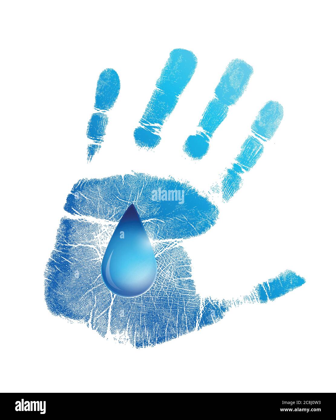 Hand print and water drop illustration design over a white background ...
