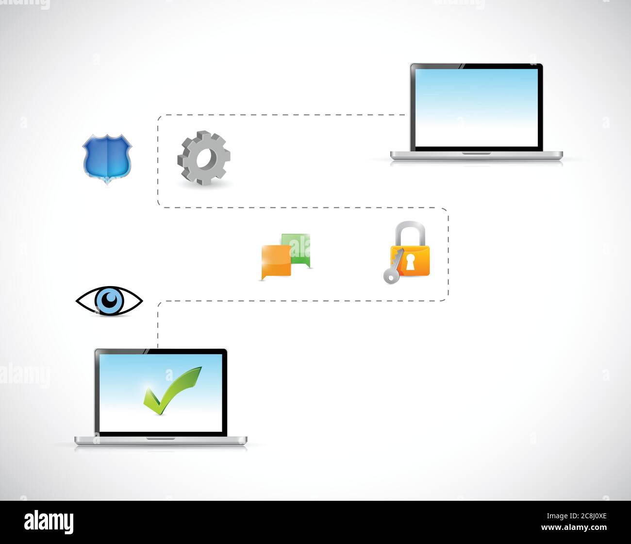Data encryption network illustration design over a white background ...