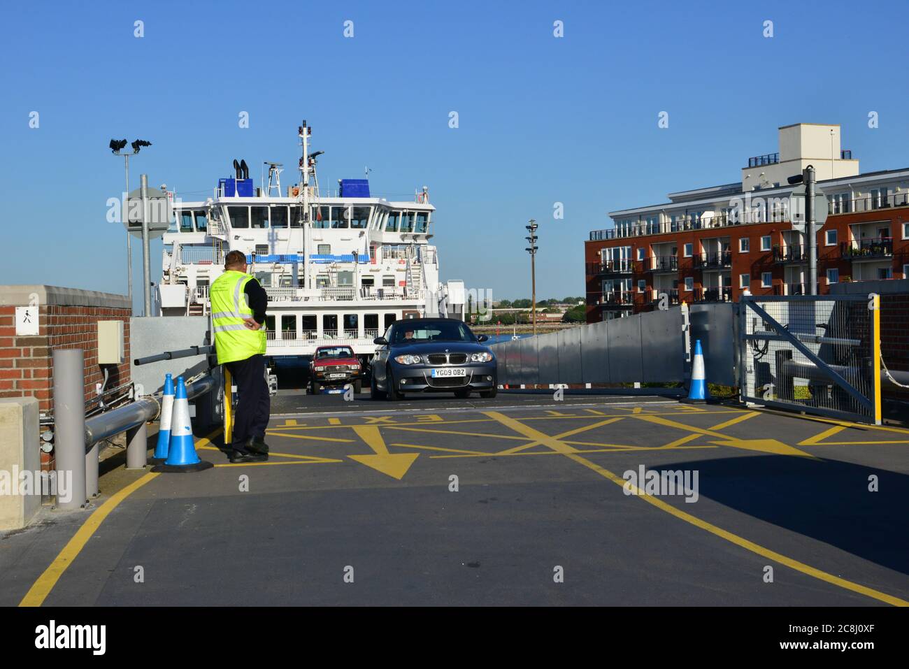Car ferry docking at Portsmouth Harbour Stock Photo - Alamy