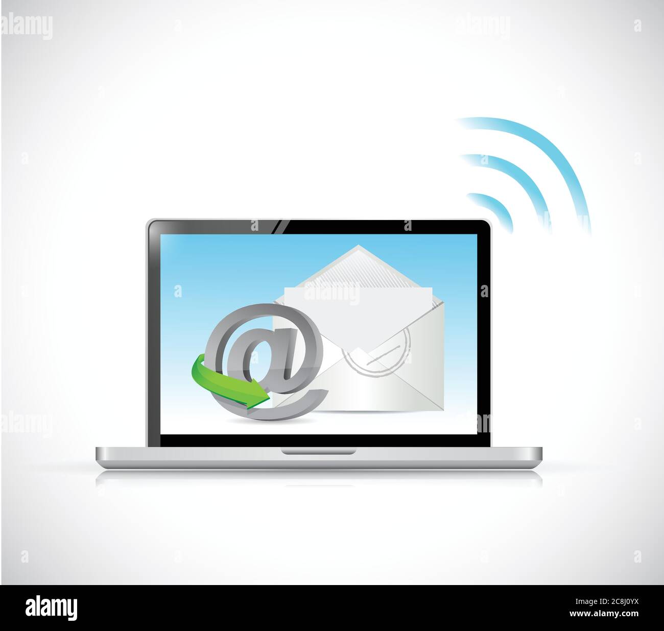 Email computer communication illustration design over a white ...