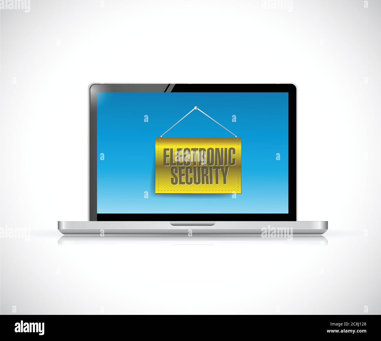 Laptop and electronic security sign banner illustration design over a ...