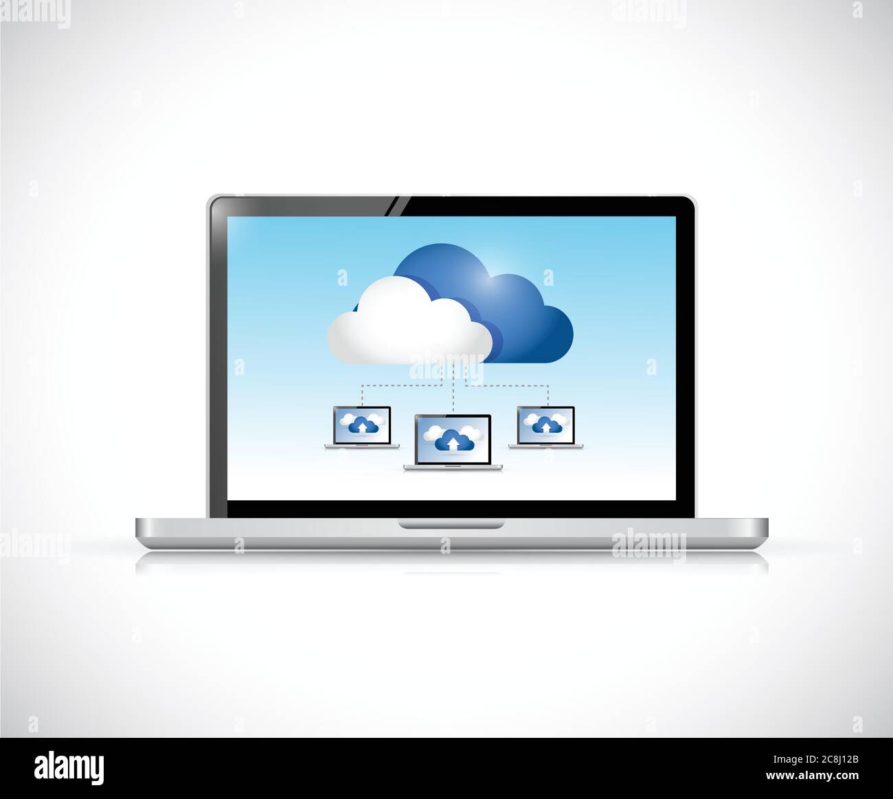 Laptop and cloud computing computer network. illustration design over a white background Stock ...