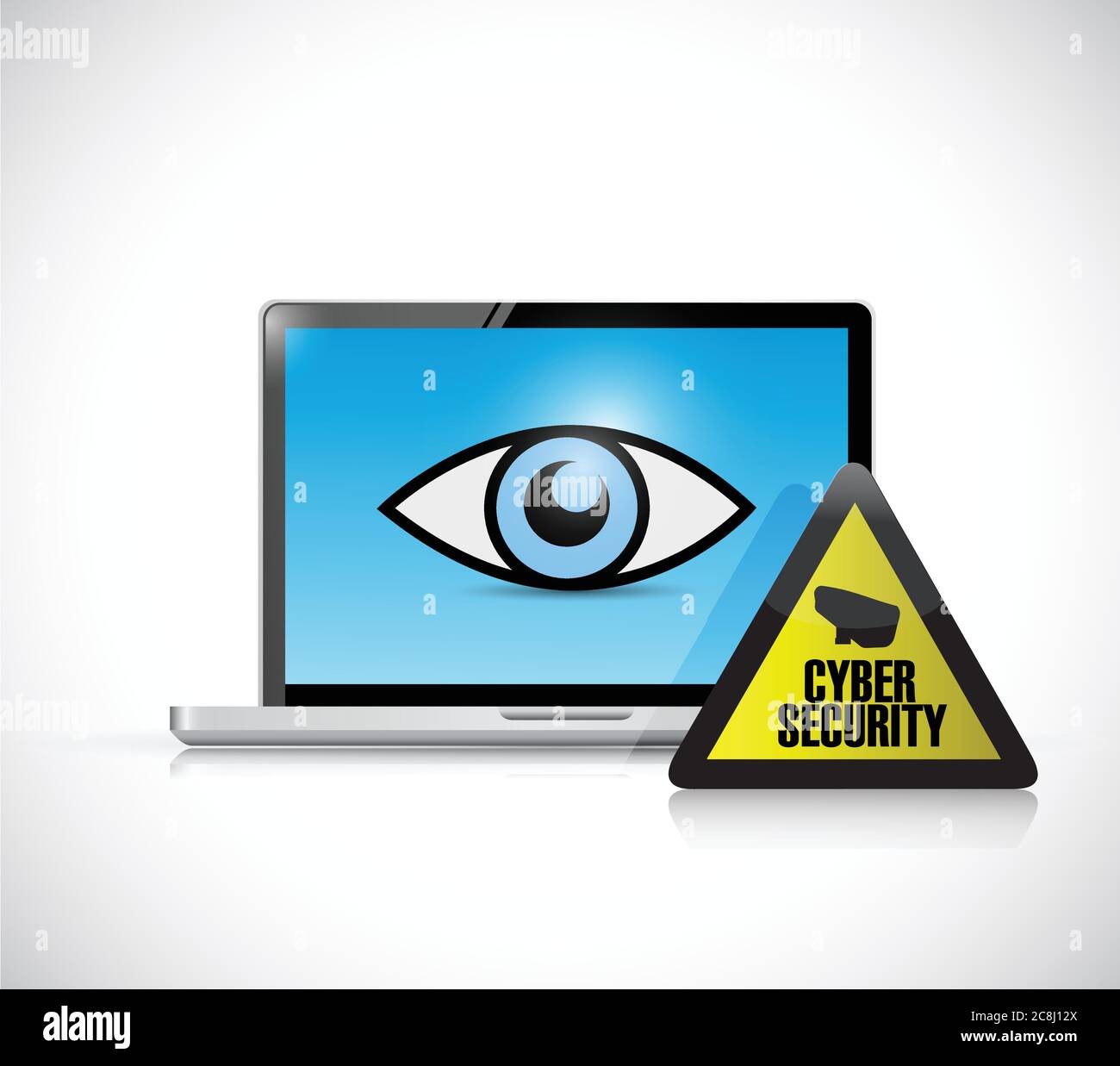 Cyber security computer laptop illustration design over a white ...