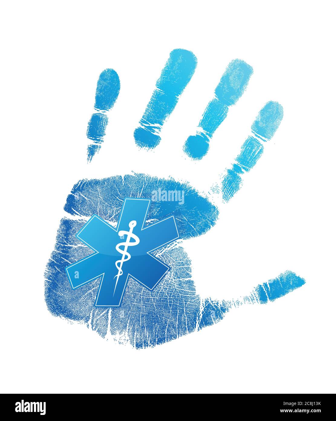 Handprint medical symbol illustration design over a white background ...
