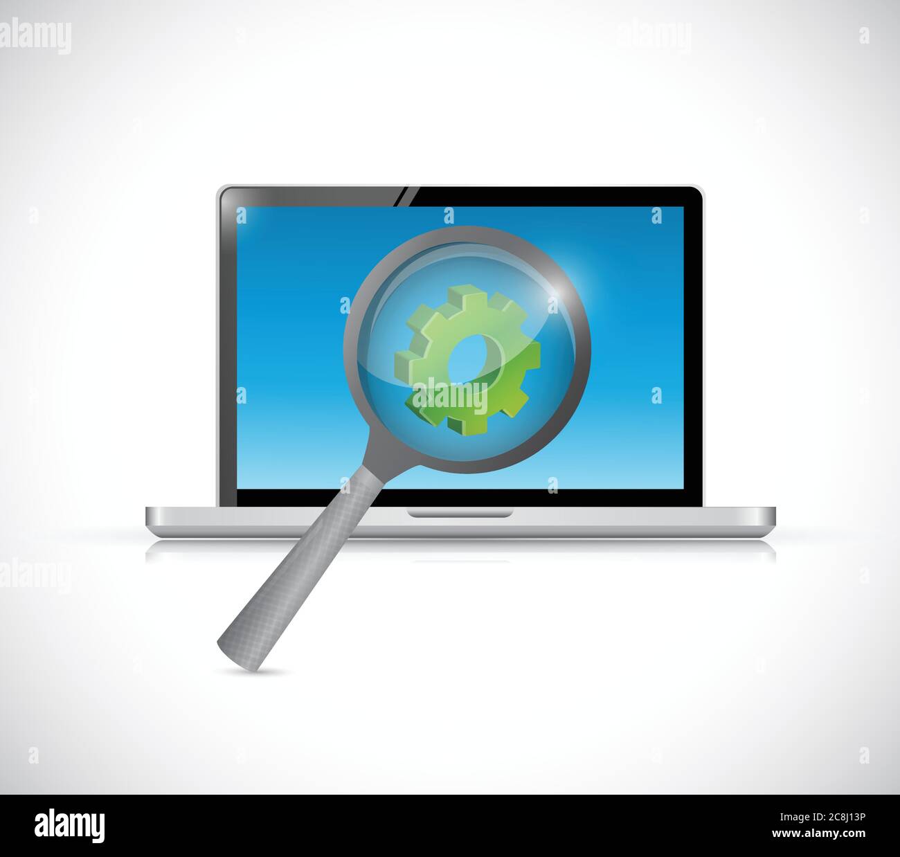 Laptop computer industry research concept illustration design over a ...