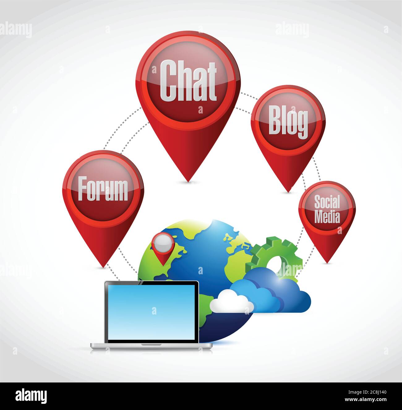 Online computer network diagram illustration design over a white ...