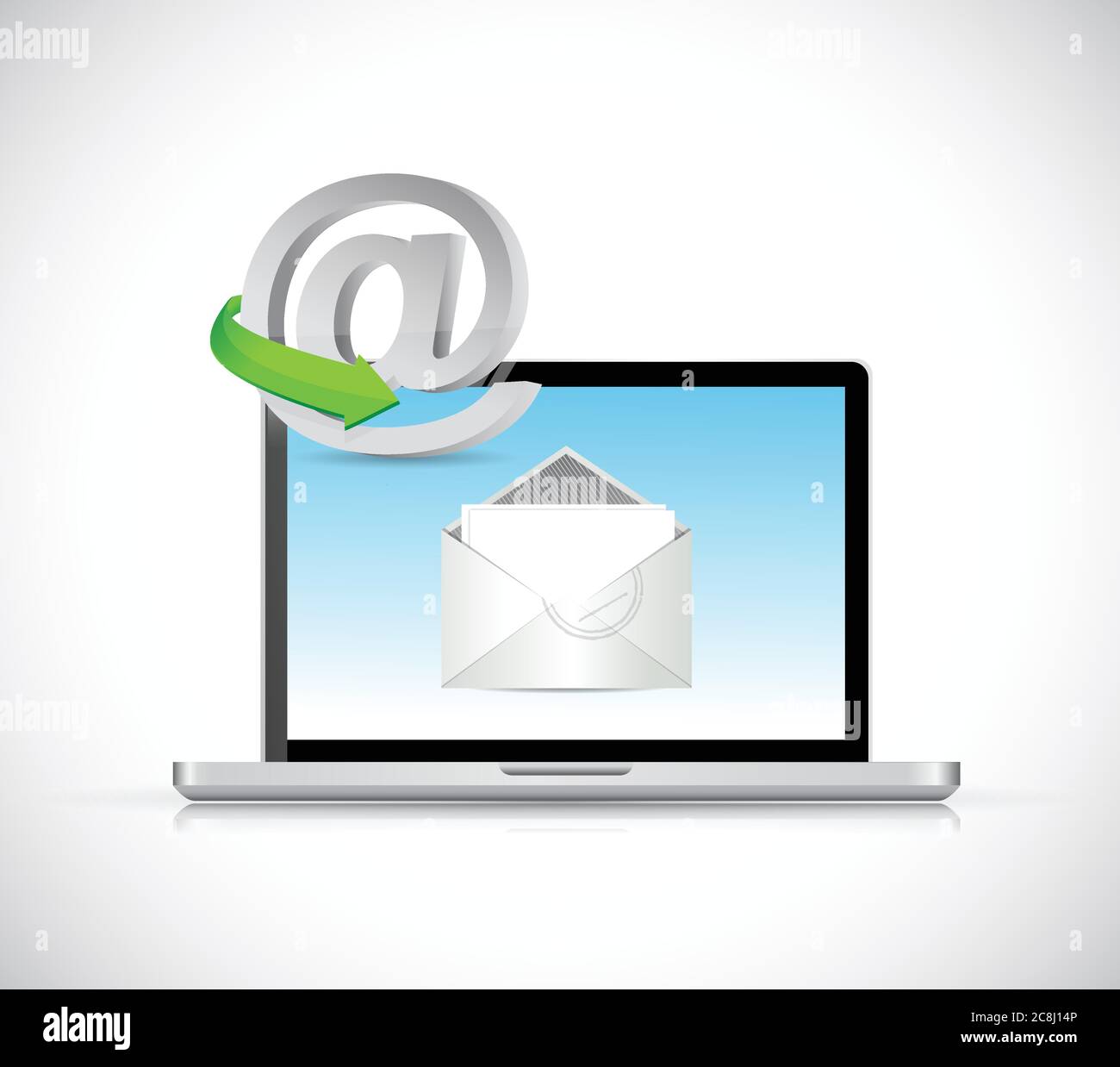 Laptop contact us email concept illustration design over a white ...