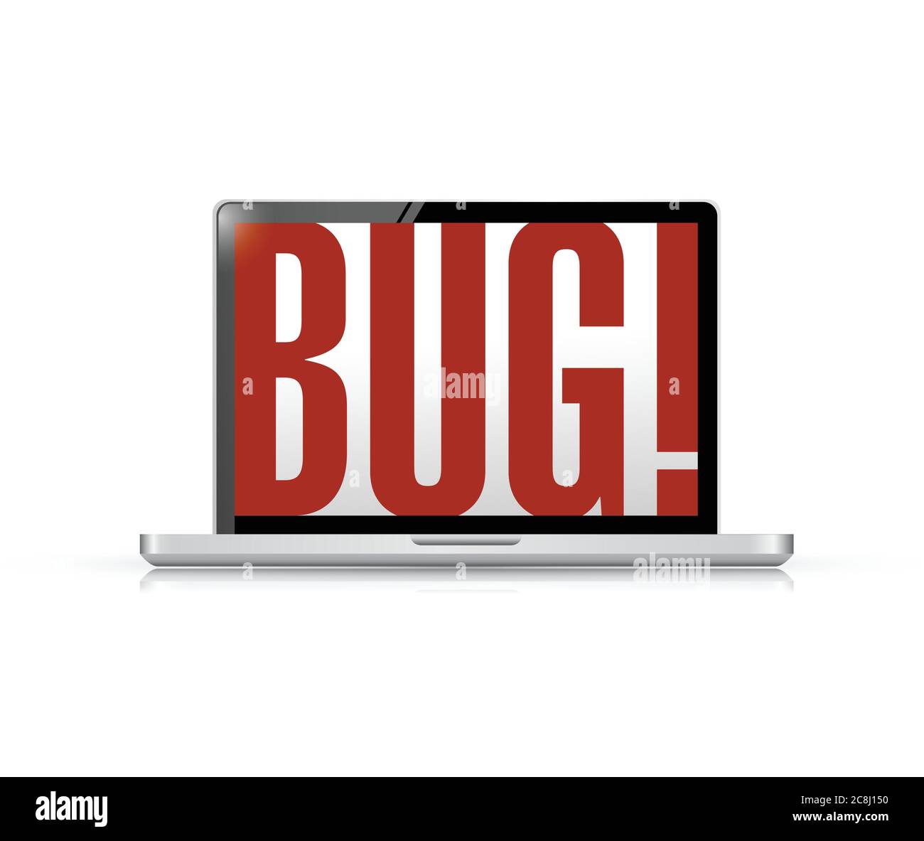Bug message on a laptop illustration design over a white background ...