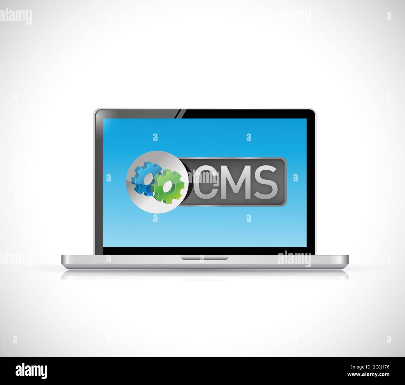 Cms sign laptop illustration design over a white background Stock ...