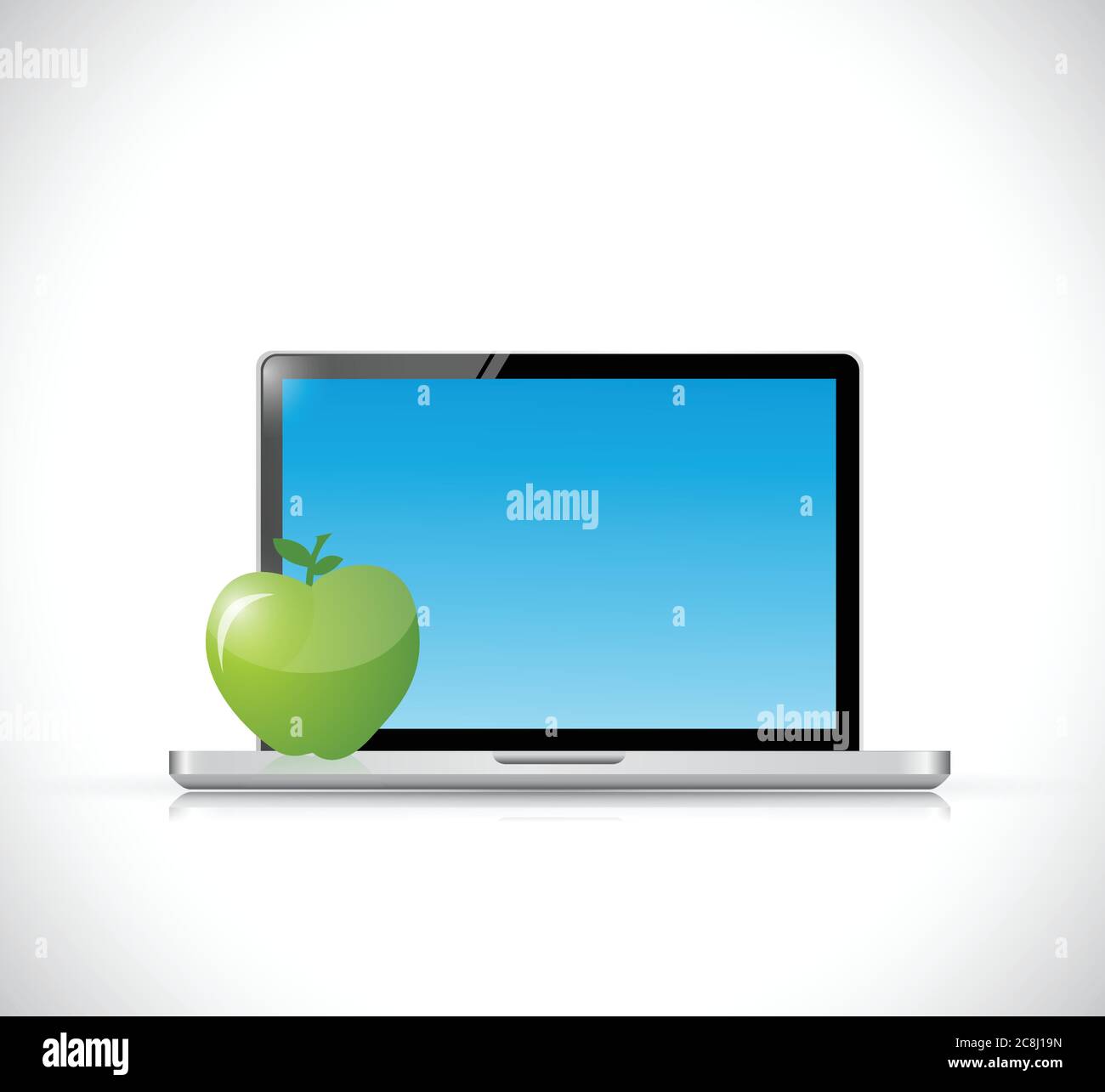 Computer and apple illustration design over a white background Stock ...