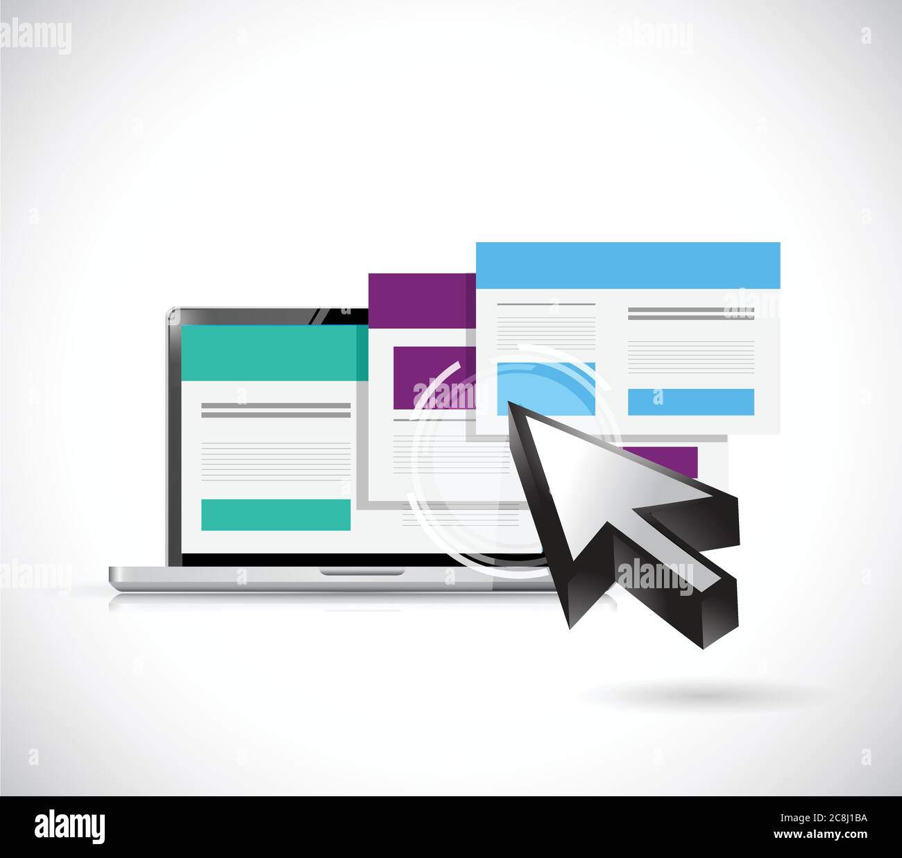 Laptop and set of web browser. illustration design over a white ...