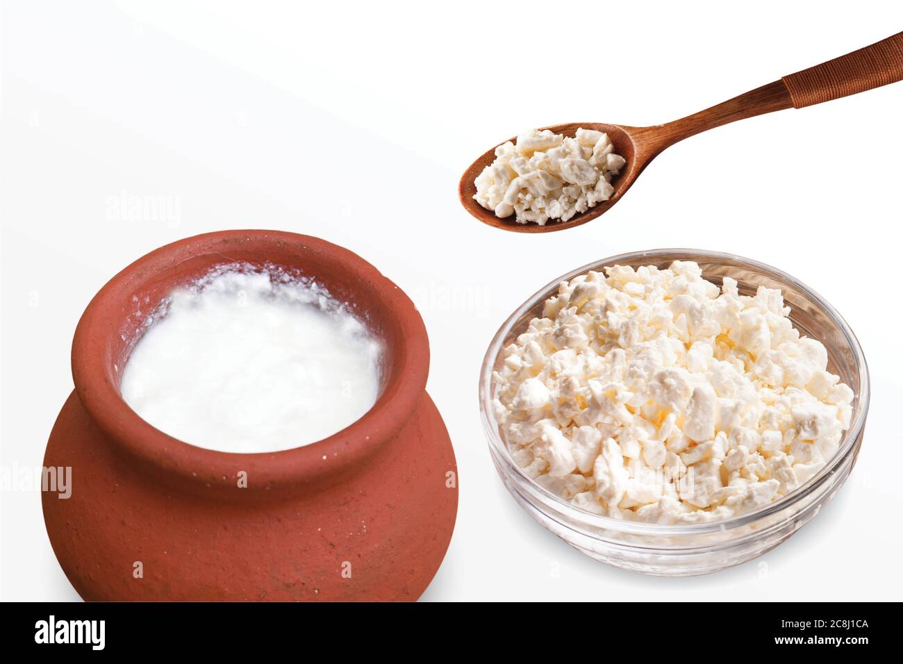 Desi Makhan, Fresh cottage cheese in a bowl with spoon & buttermilk on ...